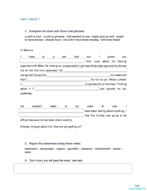 UNIT CHECK 7. Interactive worksheet | TopWorksheets