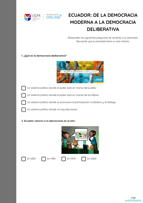 ECUADOR: DE LA DEMOCRACIA MODERNA A LA DEMOCRACIA DELIBERATIVA. Ficha ...