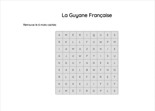 La Guyane Française. Scheda interattiva | TopWorksheets