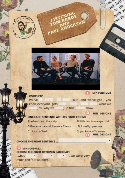 Listening Tom Hardy and Paul Anderson. Interactive worksheet ...