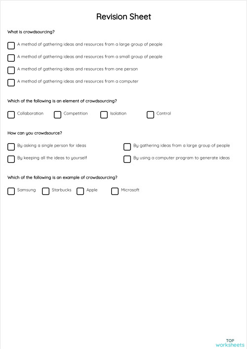 Revision Sheet. Interactive worksheet | TopWorksheets