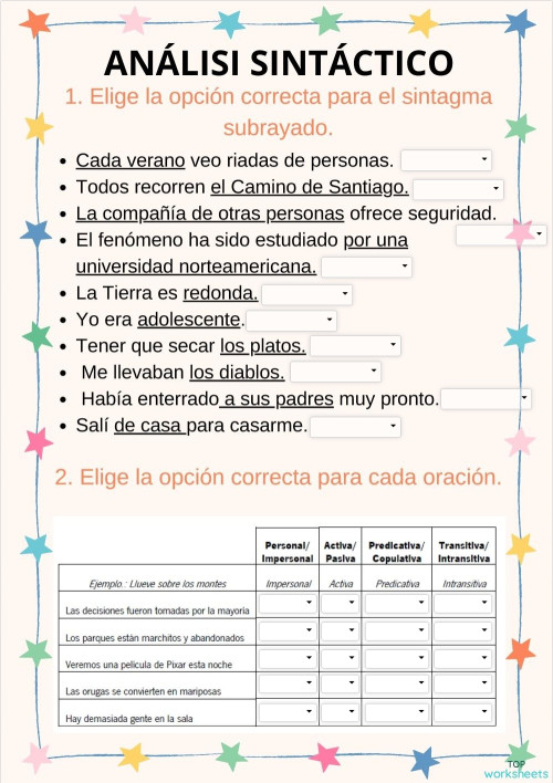 Objeto directo e indirecto. Ficha interactiva | TopWorksheets