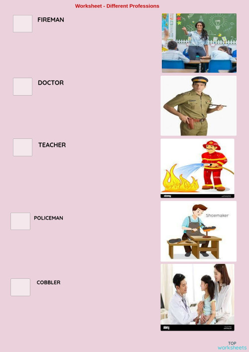 Different Professions. Interactive worksheet | TopWorksheets