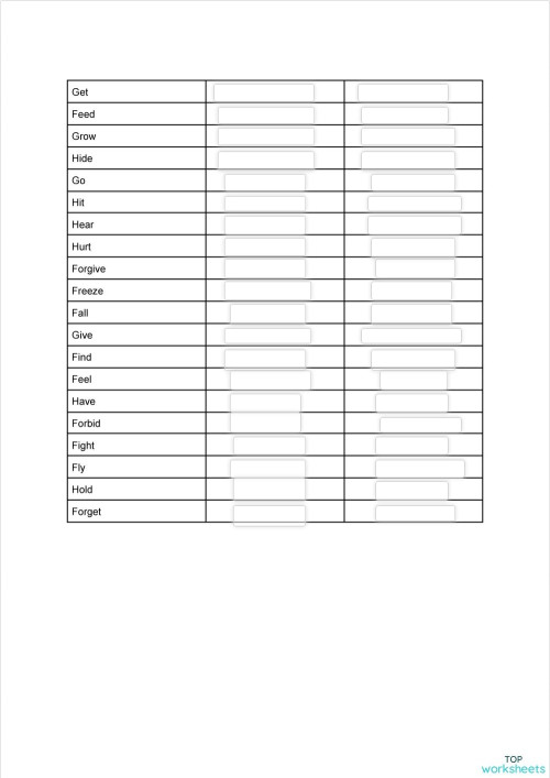Verb forms 2. Interactive worksheet | TopWorksheets