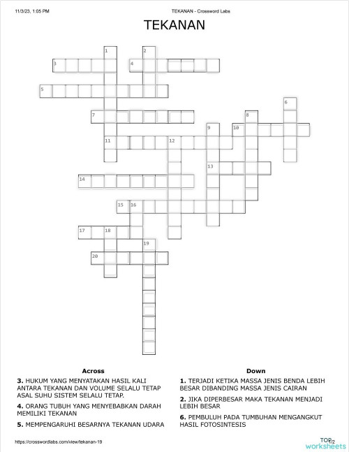 TTS TEKANAN. Lembar kerja interaktif | TopWorksheets