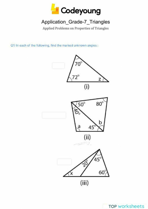 Applied Problems on Properties of Triangles Application. Interactive ...