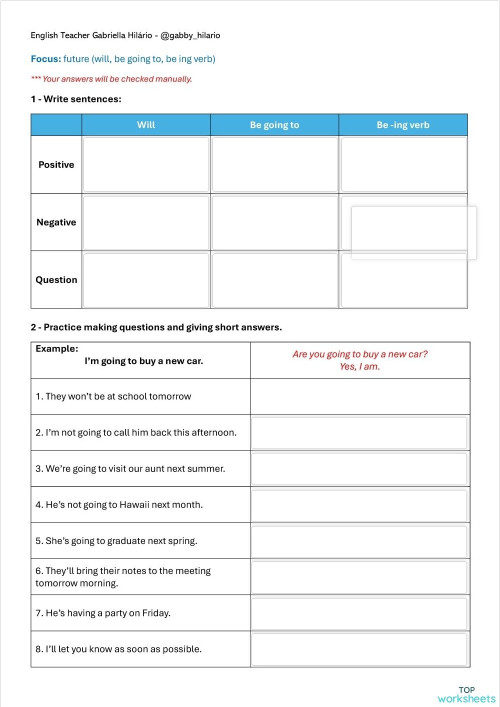 LH GE 1 - 33 - Future (Be going to, will, be ing verb). Interactive ...