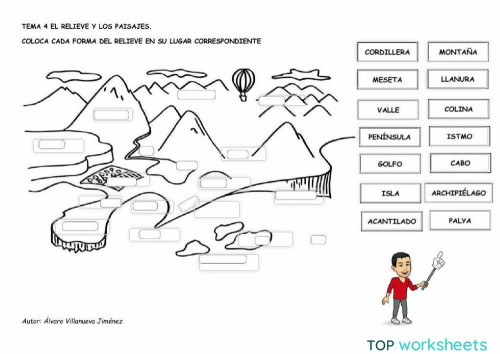 Ficha 1: Formas del relieve. Ficha interactiva | TopWorksheets