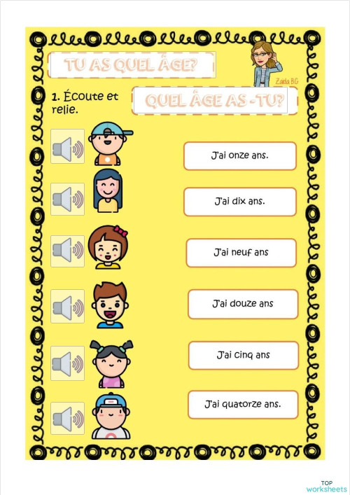 QUEL ÂGE TU AS?. Fiche interactive | TopWorksheets