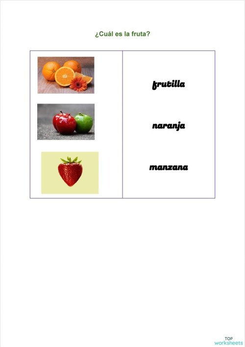 Ejercicio sobre las frutas - 1°. Ficha interactiva | TopWorksheets