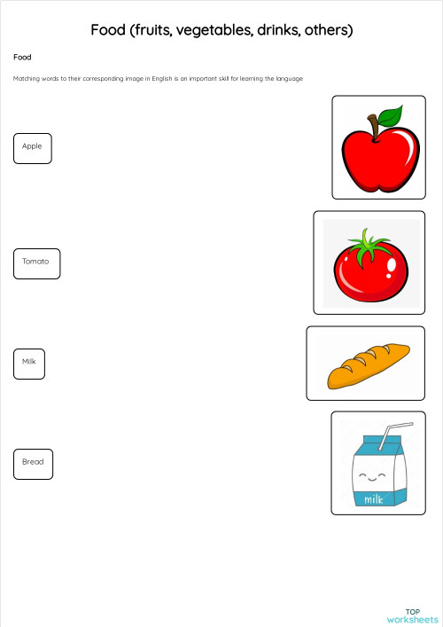Food (fruits, vegetables, drinks, others). Interactive worksheet ...