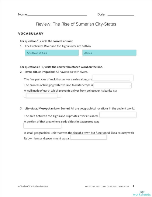 The Rise of Sumerian City-States Quiz. Ficha interactiva | TopWorksheets