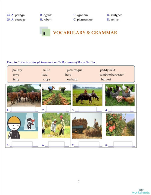 Lớp 8 Unit 2.1. Bài tập tương tác | TopWorksheets