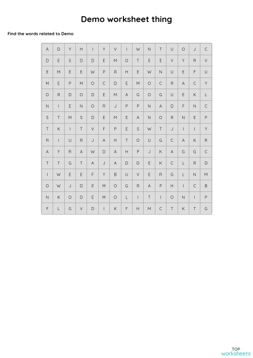 Demo worksheet thing. Interactive worksheet | TopWorksheets