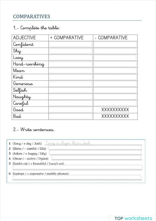 Comparatives. Interactive worksheet | TopWorksheets