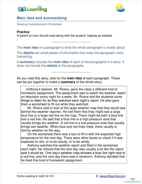 Main Idea Supporting Details For Third Grade K5 Learning Main Idea Supporting Details For Third Grade K5 Learning