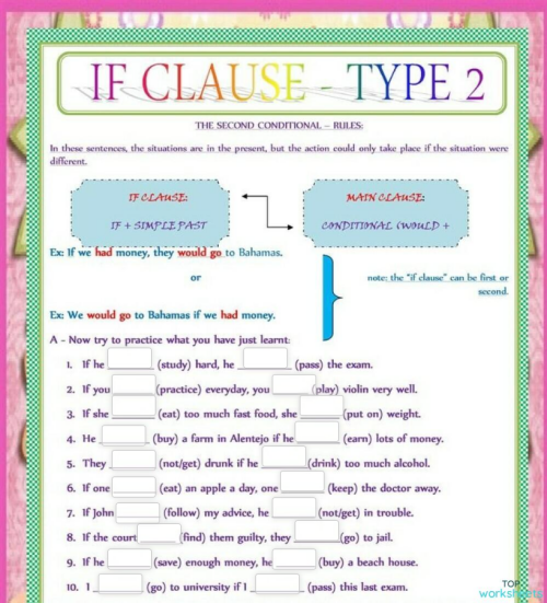 If clause Type 2 Interactive Worksheet TopWorksheets If clause Type 2 Interactive Worksheet TopWorksheets