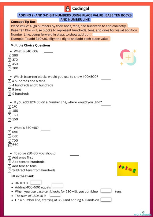 M_G03M05L09_WC01_Use_place_value_for_addition_Part_1_1. Interactive worksheet | TopWorksheets