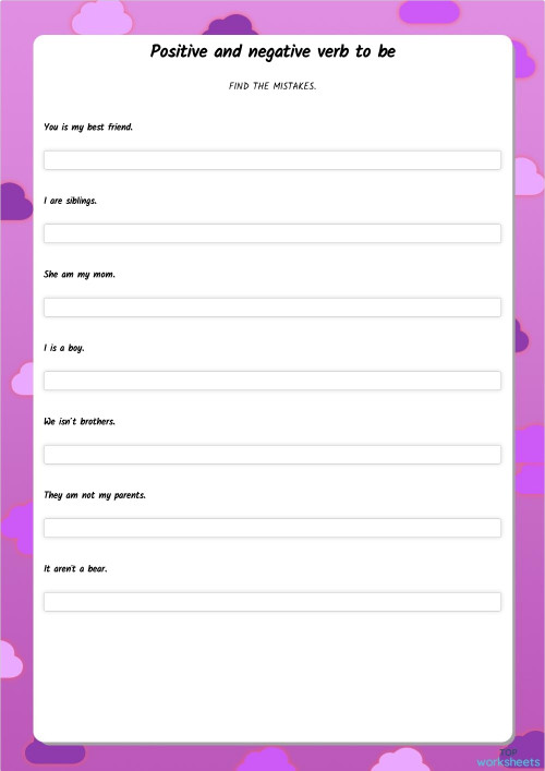 Positive and negative verb to be. Interactive worksheet | TopWorksheets