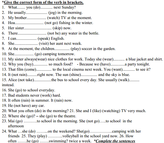 Supply the correct forms of Verbs or Tenses 02. Interactive worksheet ...