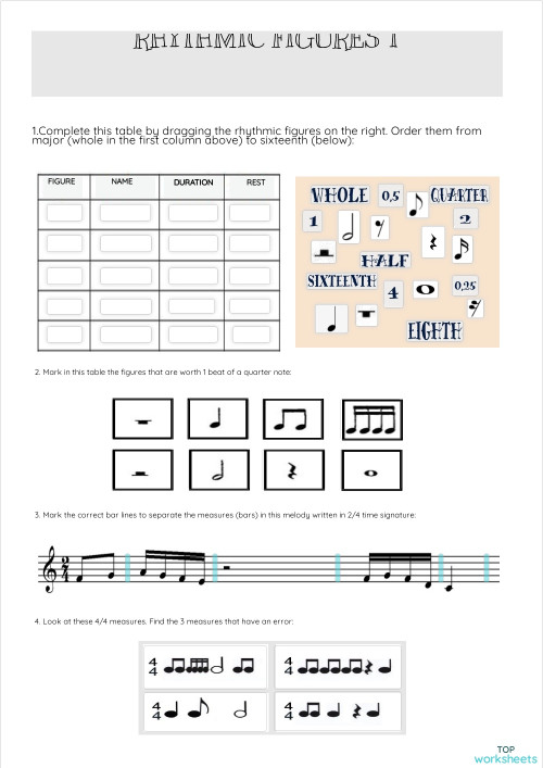 Music: interactive worksheets and online exercises | TopWorksheets