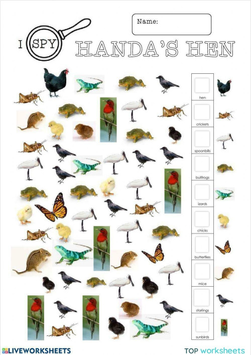I Spy (Handa's Hen Book). Interactive worksheet | TopWorksheets