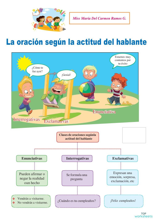 Frases y Oraciones. Ficha interactiva | TopWorksheets