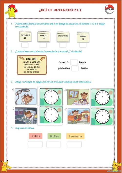 Conociendo el calendario. Ficha interactiva | TopWorksheets