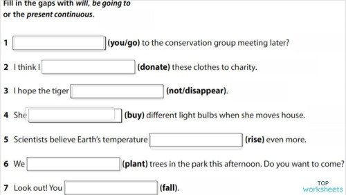 Future action Will/ Be going to/Present Continuous Tense. Interactive ...