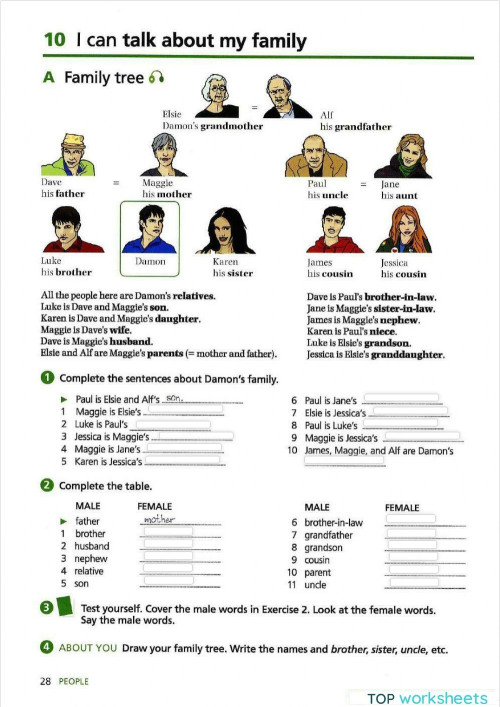 FAMILY. Interactive worksheet | TopWorksheets
