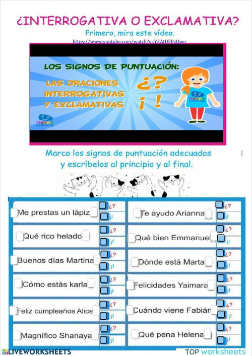 Los signos de interrogación y de exclamación. Ficha interactiva ...