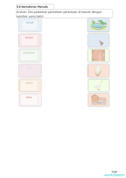 Kemahiran Menulis. Interactive worksheet | TopWorksheets
