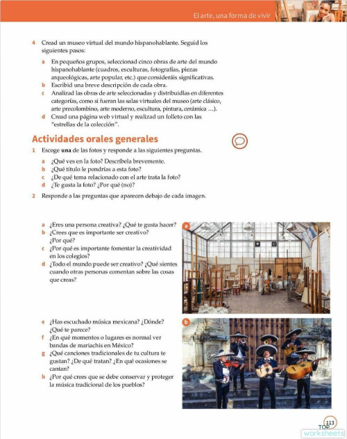 3. El arte 113. Ficha interactiva | TopWorksheets