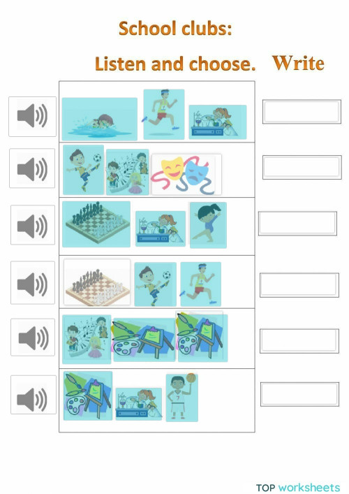 After school clubs 2. Interactive worksheet | TopWorksheets