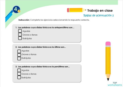 Reglas de acentuación en Español. Ficha interactiva | TopWorksheets