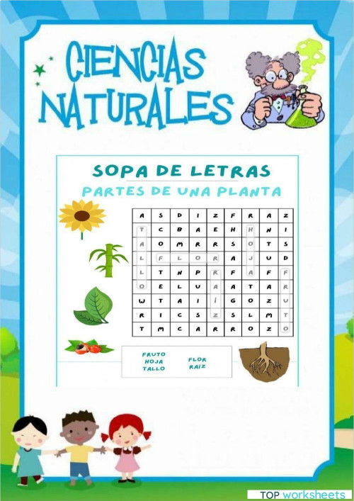 Sopa de Letras Plantas. Ficha interactiva | TopWorksheets