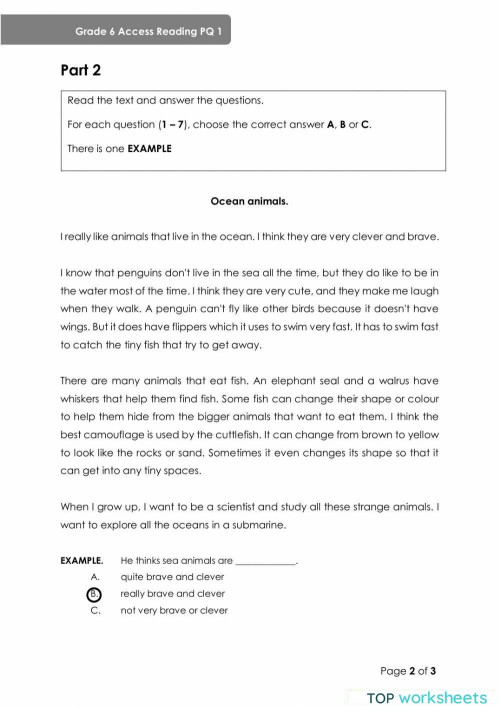 Access 6 - T3 - U9 - Reading Test. Interactive worksheet | TopWorksheets