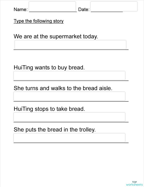 Type a story. Interactive worksheet | TopWorksheets