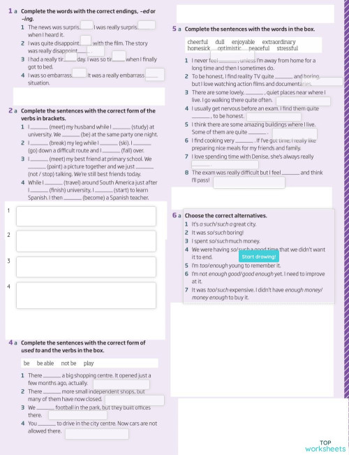 Revision (vocab+grammar). Interactive worksheet | TopWorksheets