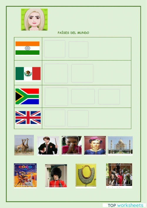 Países del mundo. Ficha interactiva | TopWorksheets