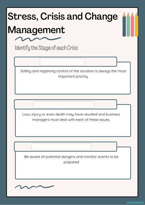 Crisis and Change Management. Interactive worksheet | TopWorksheets