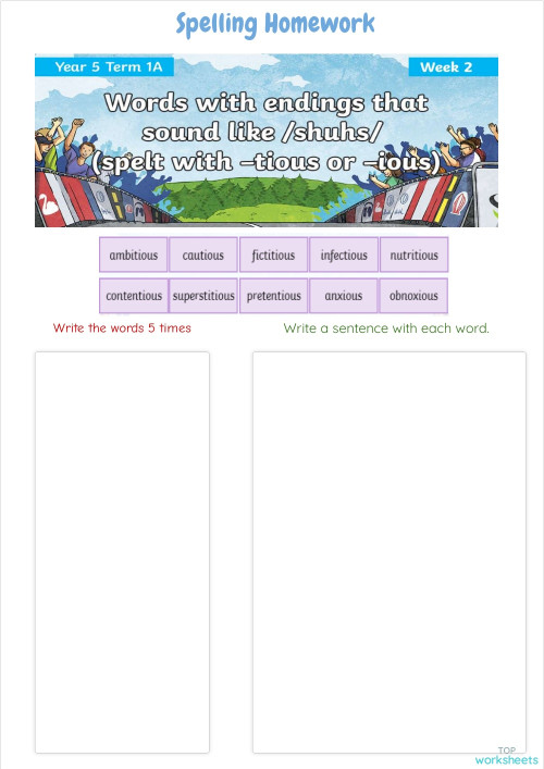 Spellings 1A2. Interactive worksheet | TopWorksheets