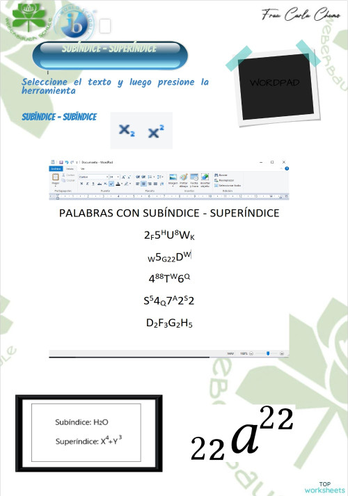 WORPAD- Subíndice Superíndice - III Bimestre 06. Ficha interactiva ...