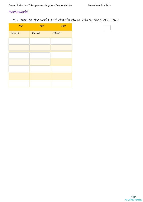 Third person singular. Interactive worksheet | TopWorksheets