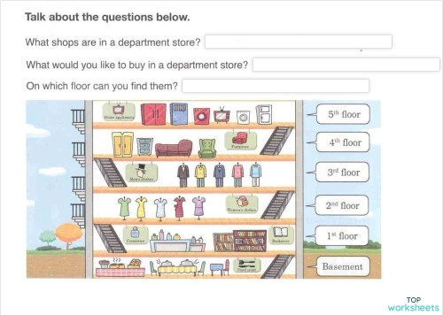 At the department store. Interactive worksheet | TopWorksheets
