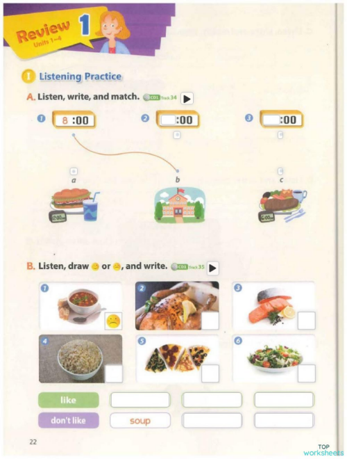 Listen Up 2_review 1: Unit 1-4. Interactive worksheet | TopWorksheets