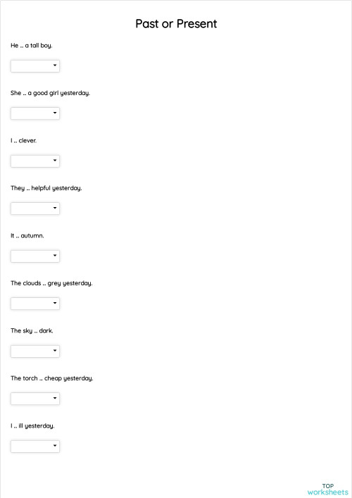 Past or Present. Interactive worksheet | TopWorksheets