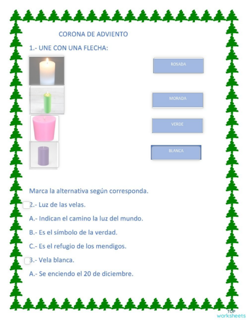 FICHA DE LA CORONA DE ADVIENTO. Ficha interactiva | TopWorksheets