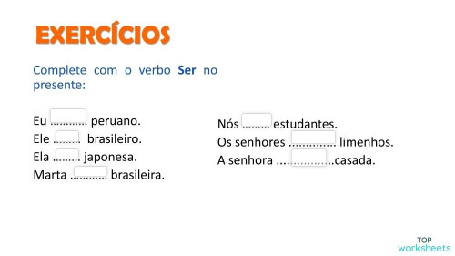 Ser, Ter e Estar. Ficha interativa | TopWorksheets