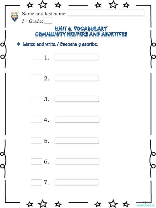 3rd G. Unit 6. Vocabulary. Spelling practice. Interactive worksheet ...